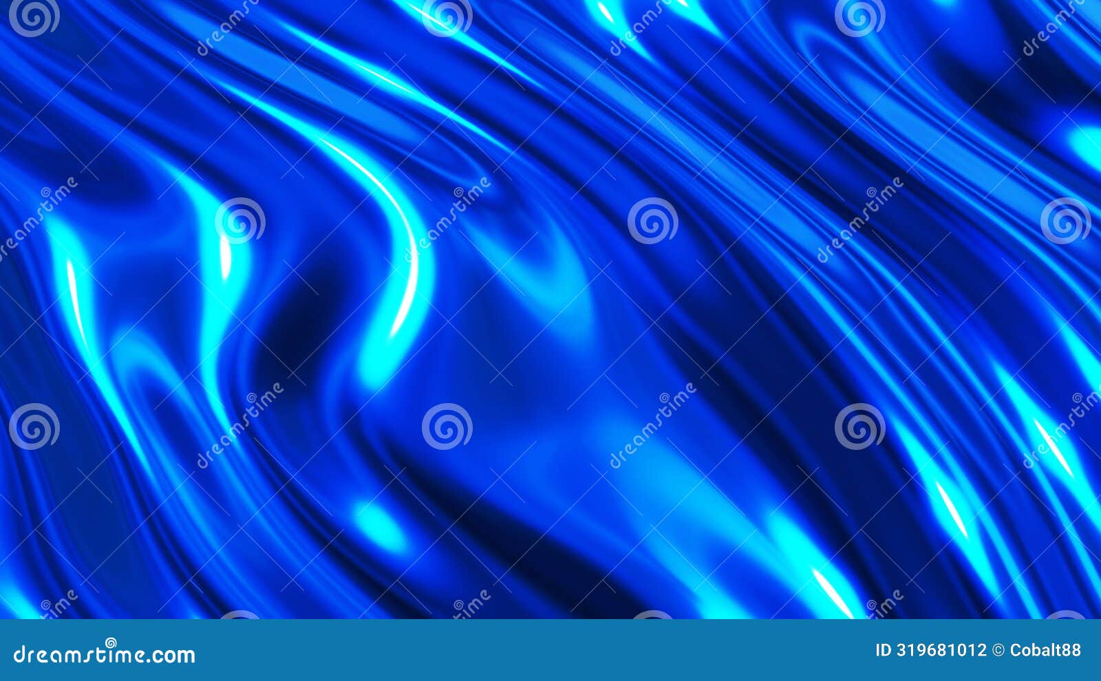 Liquid Chrome Waves Background, Shiny And Lustrous Blue Metal Pattern ...
