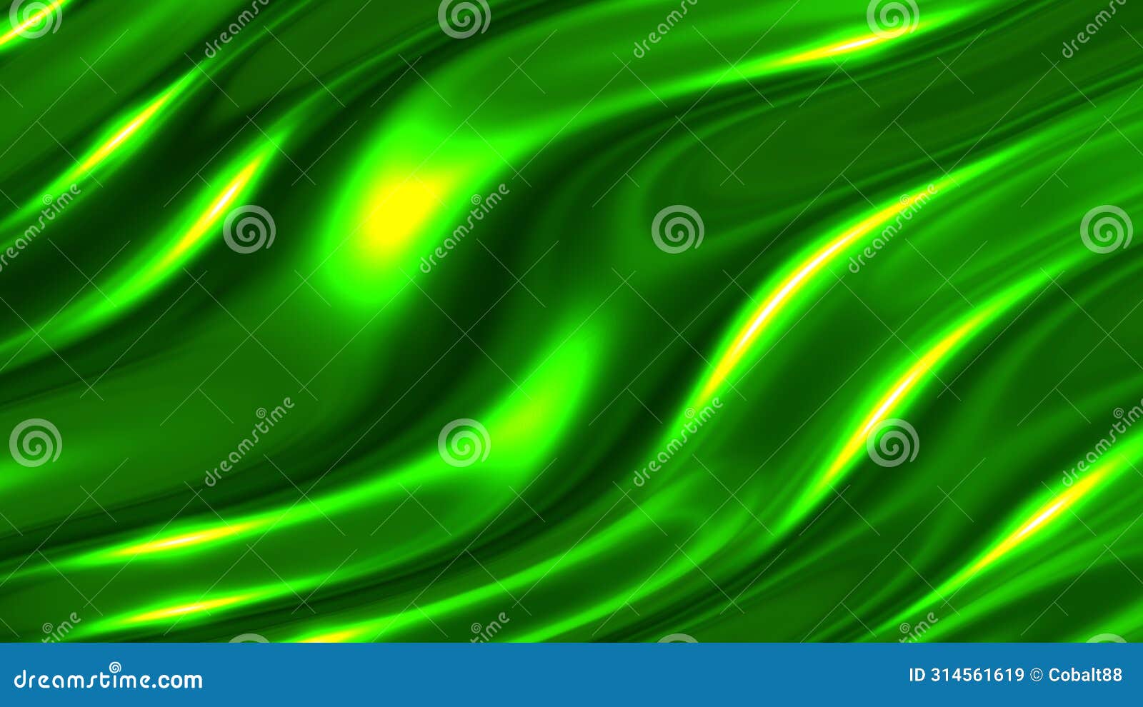 Liquid Chrome Waves Background, Shiny and Lustrous Green Metal Pattern ...