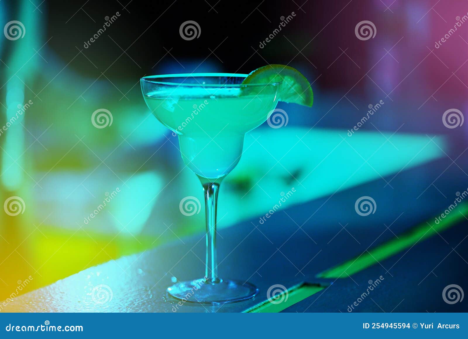 Liquid Confidence. a Single Cocktail on a Table in a Nightclub. Stock ...