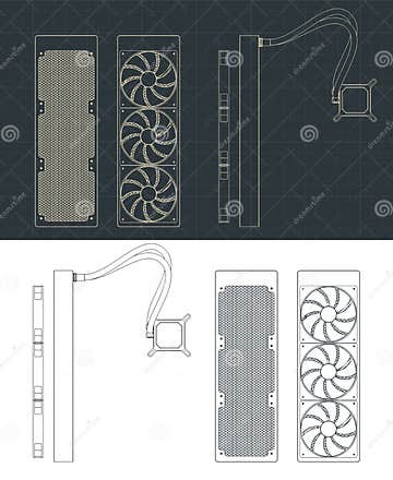 Liquid Cooling System Blueprints Stock Vector - Illustration of ...