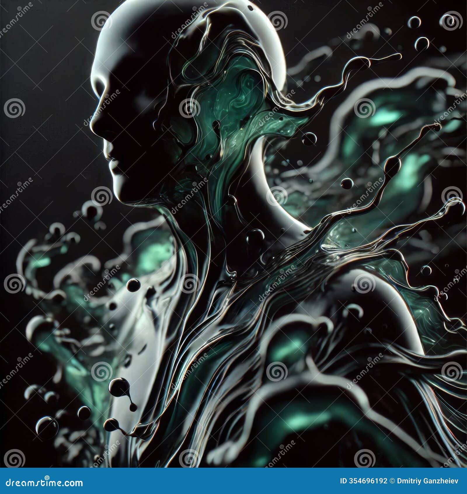 Liquid Currents Around a Human Form Stock Illustration - Illustration ...