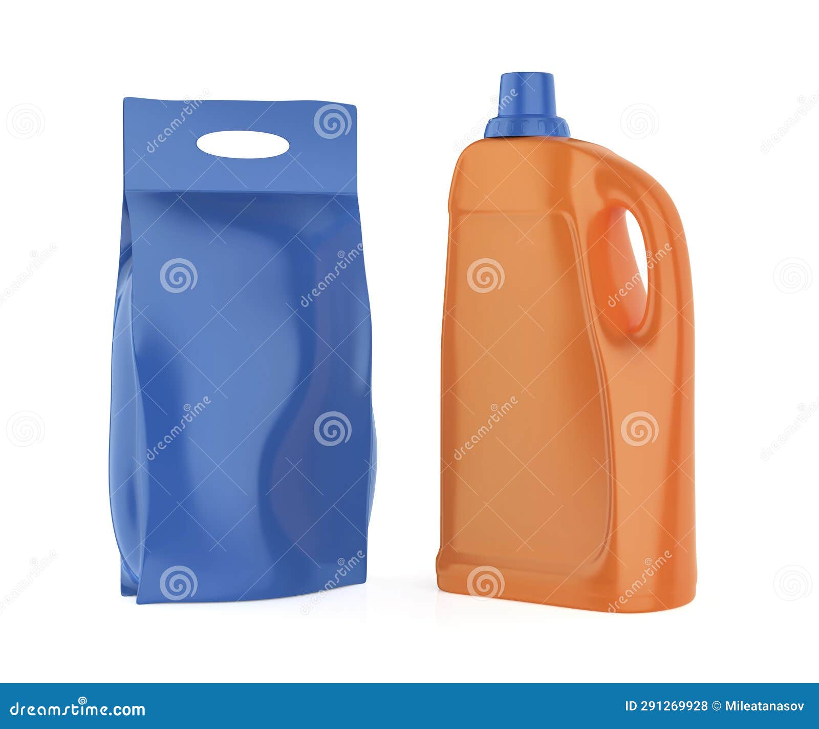 Liquid Detergent Bottle and Washing Powder Bag Stock Photo ...