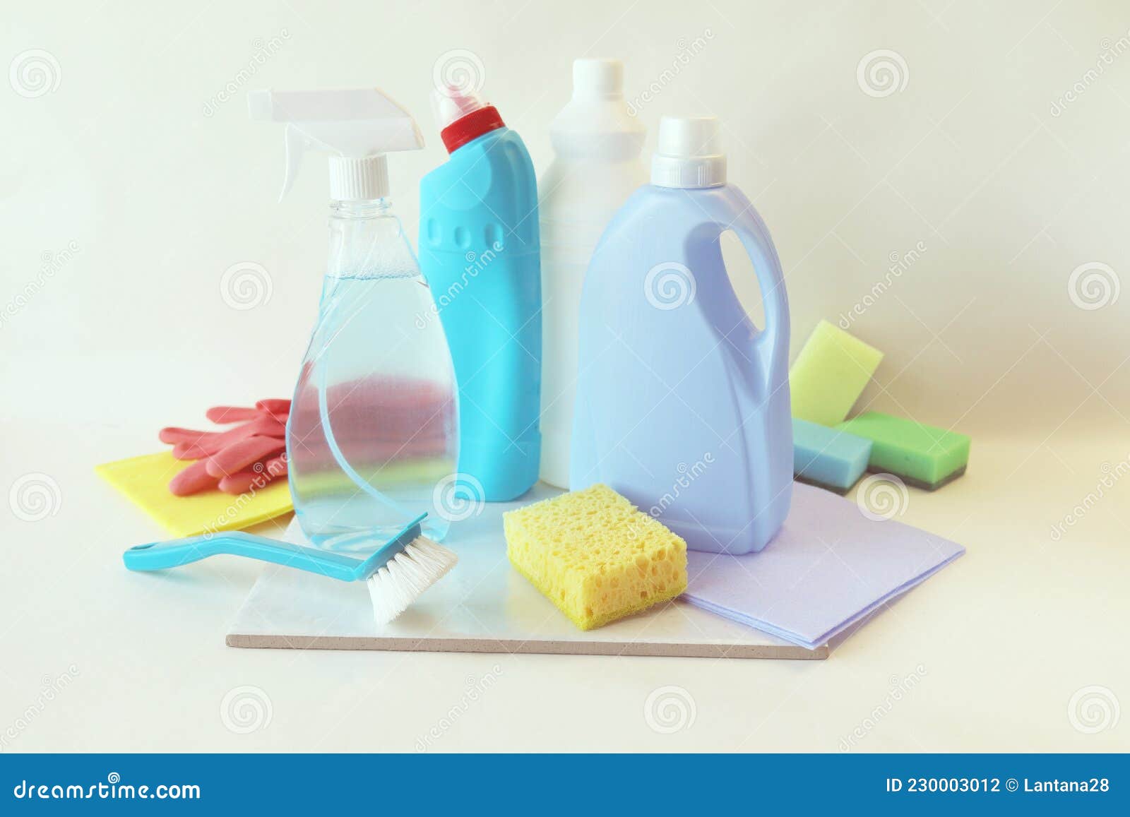 Liquid Detergents in Plastic Bottles, Home Cleaning Products on the ...