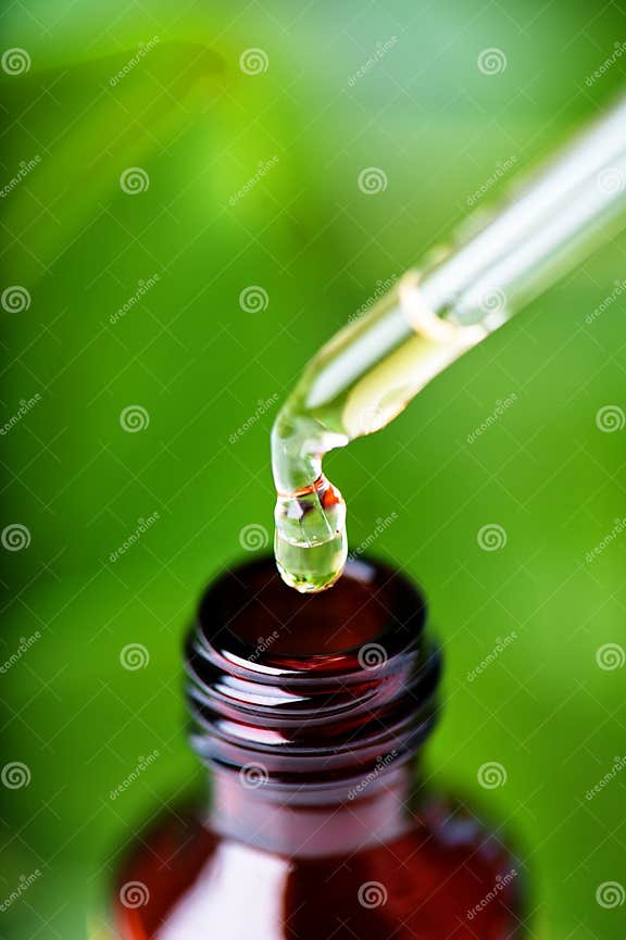 Liquid Drop and Amber Bottle Stock Image - Image of healthy ...