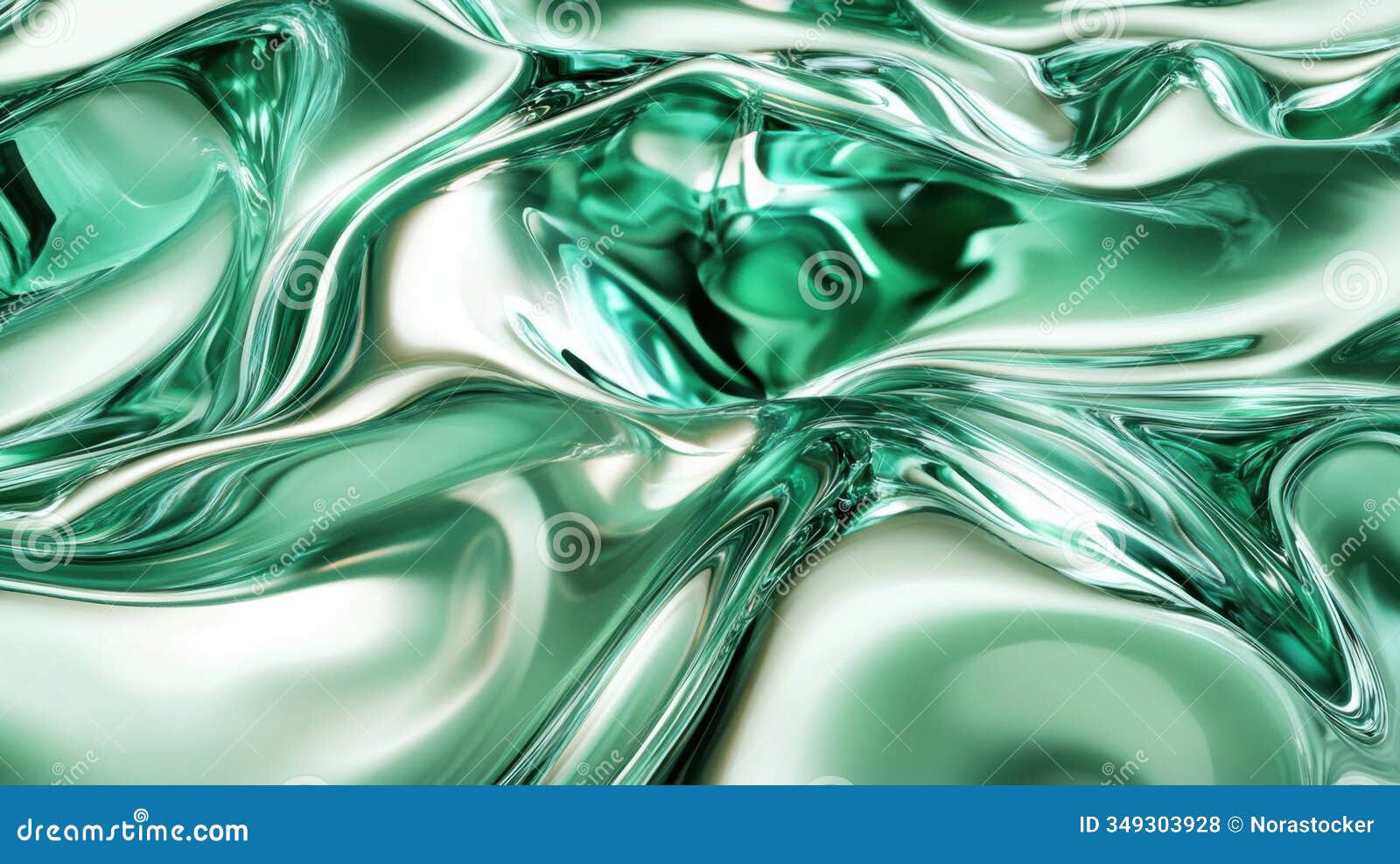 Liquid Emerald Green with Sleek Waves: an Elegant Abstract Digital ...