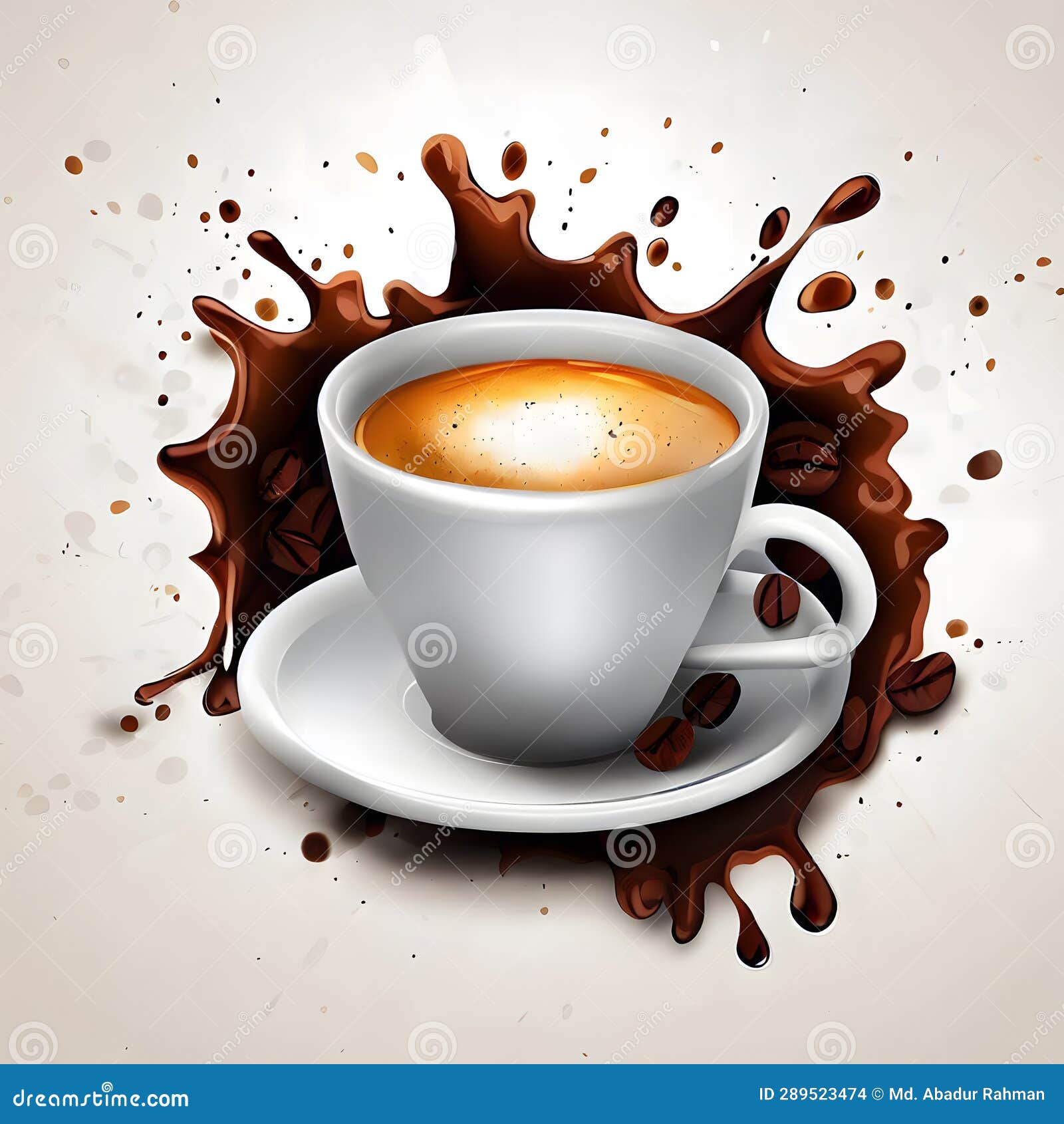 Liquid Espresso Coffee Splash with Splattered Coffee Element Ai ...