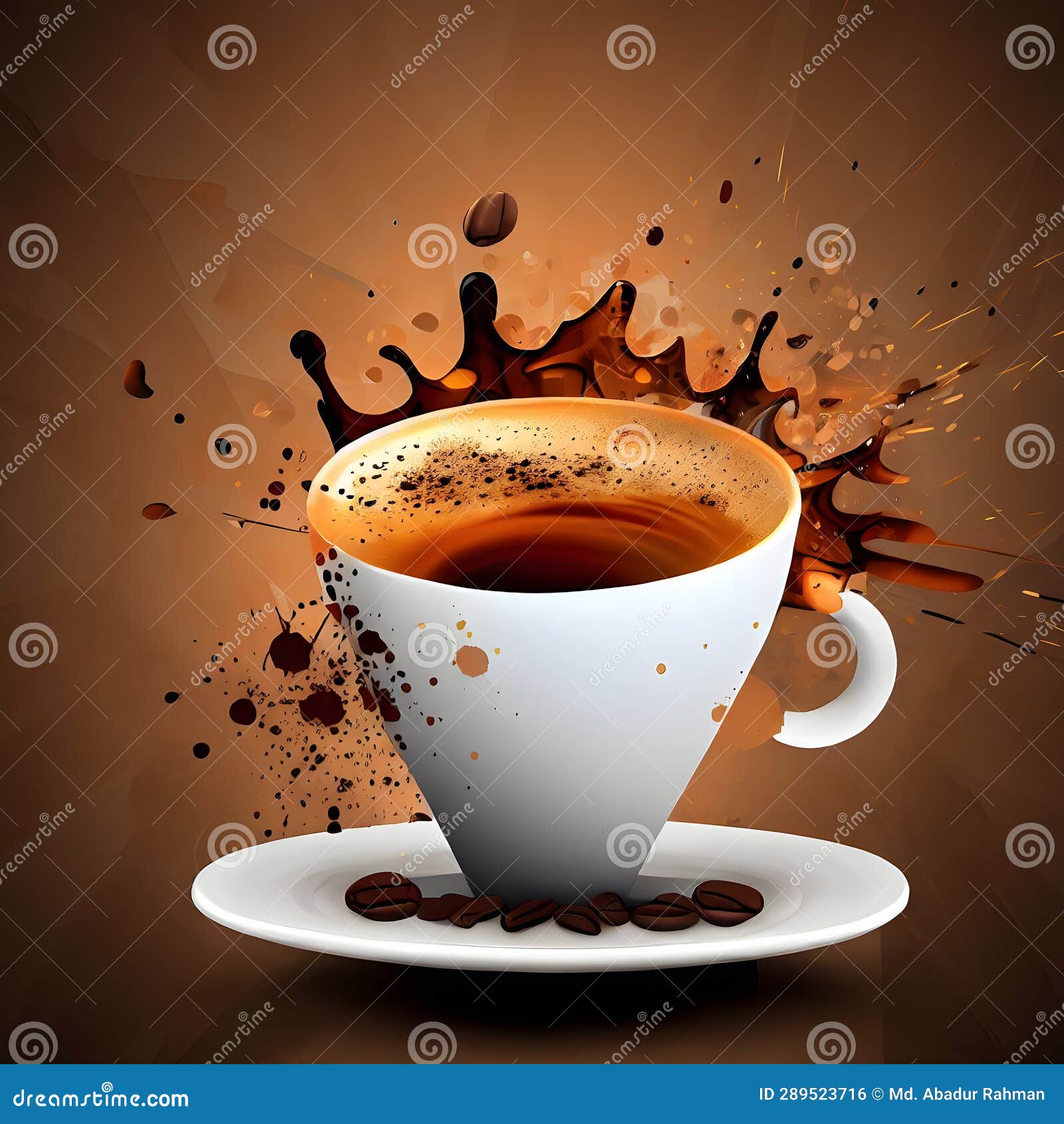 Liquid Espresso Coffee Splash with Splattered Coffee Element Ai ...