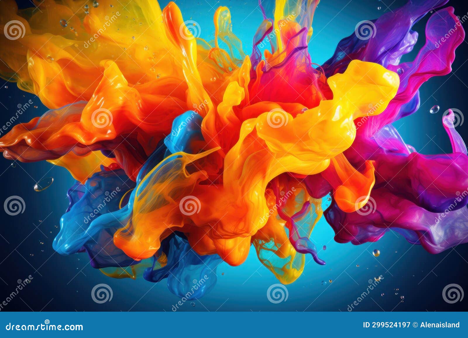 Liquid Explosion of Colorful Paint on Dark Background, Rainbow Burst of ...