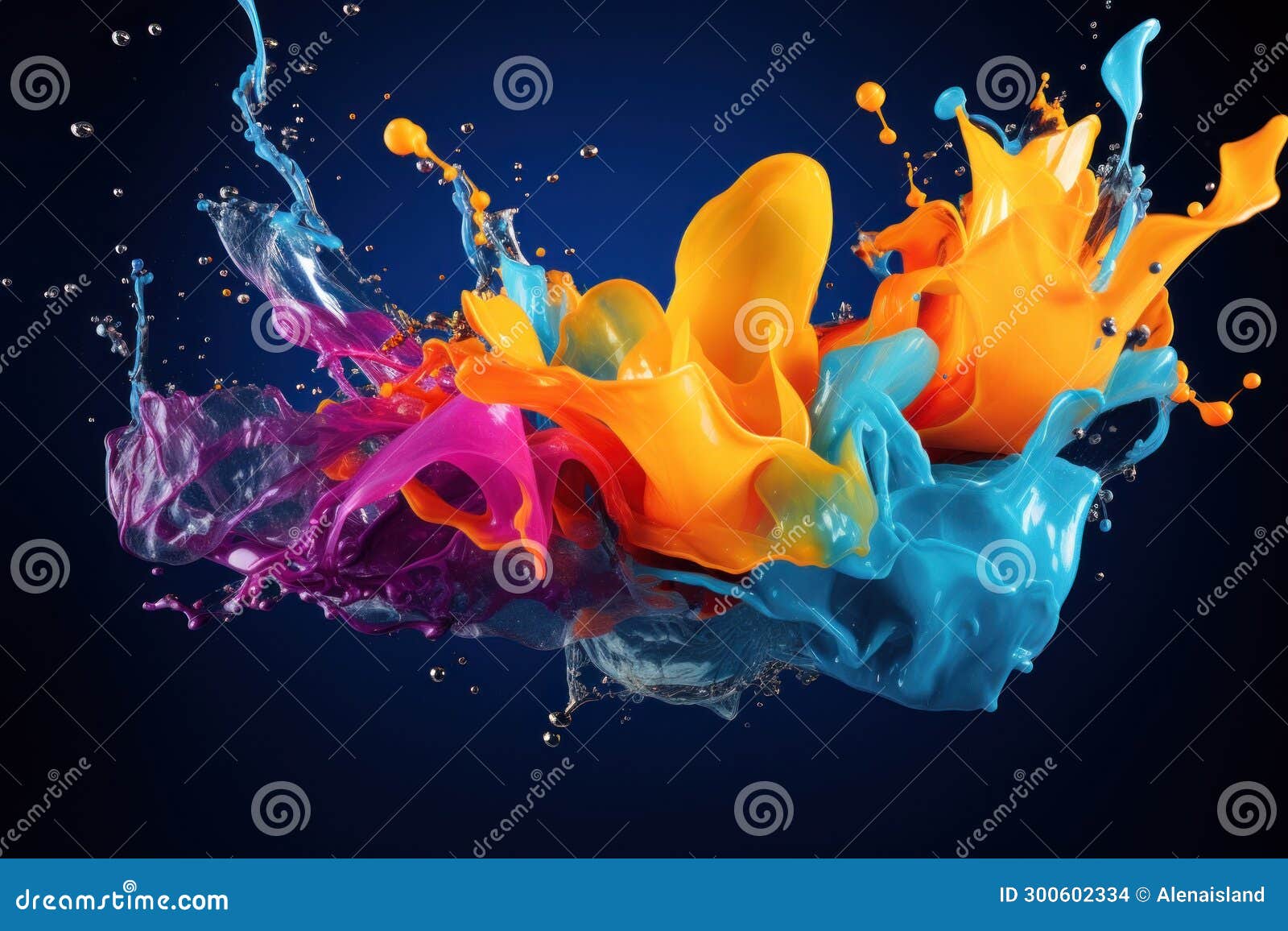 Liquid Explosion of Colorful Paint on Dark Background, Rainbow Burst of ...