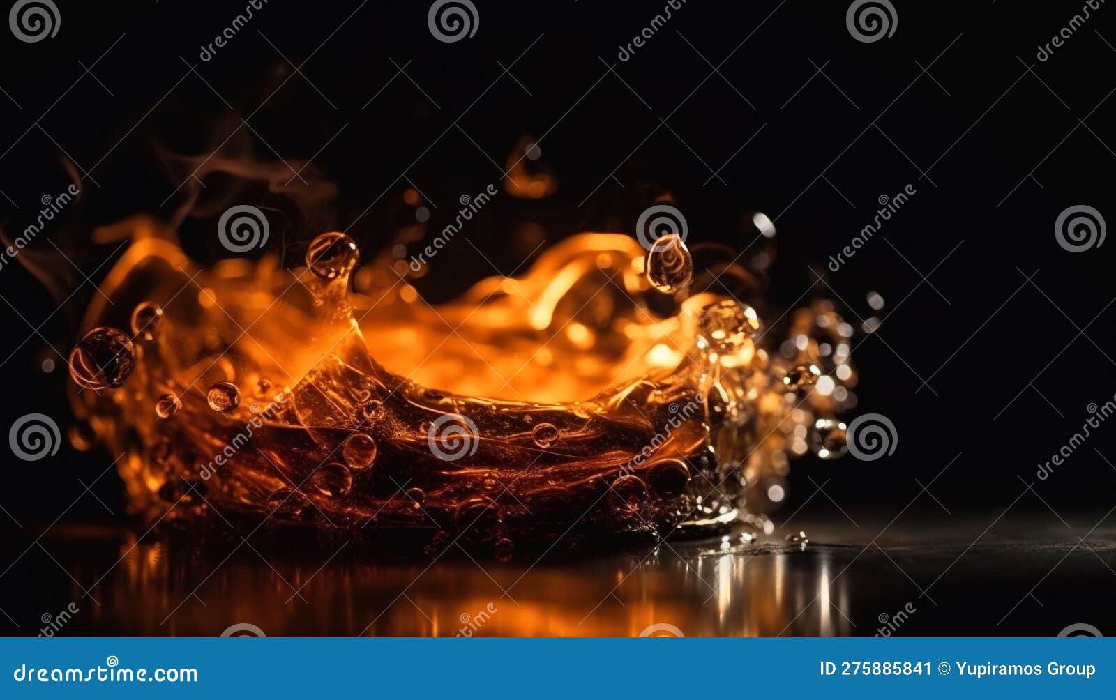 Liquid Fire Falling, Reflecting Bright Circle of Beauty Generated by AI ...