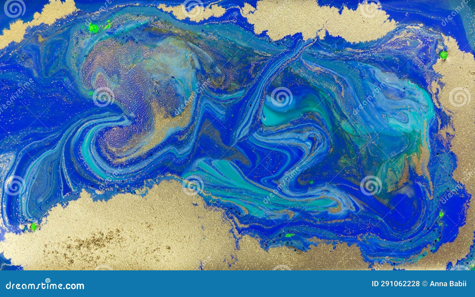 Liquid Flow of Gold and Blue Acrylic Pattern Stock Photo - Image of ...