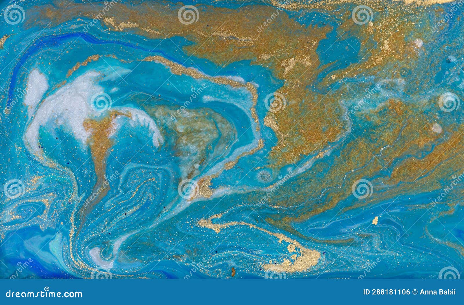 Liquid Flow of Gold and Blue Paint Pattern Stock Photo - Image of ...
