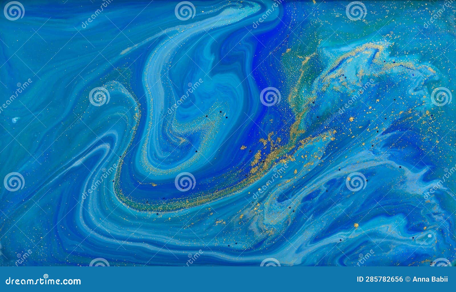 Liquid Flow of Gold and Blue Paint Pattern Stock Photo - Image of wave ...