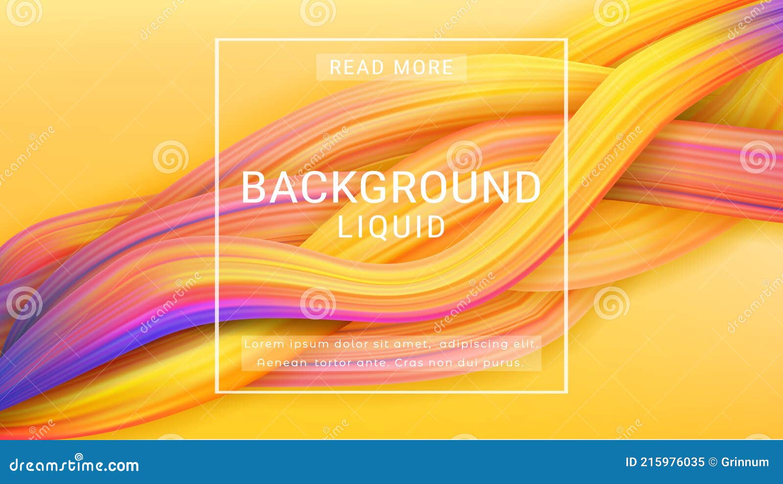 Liquid Flow Yellow Layout. Vector Oil Paint Background with 3d Wave ...