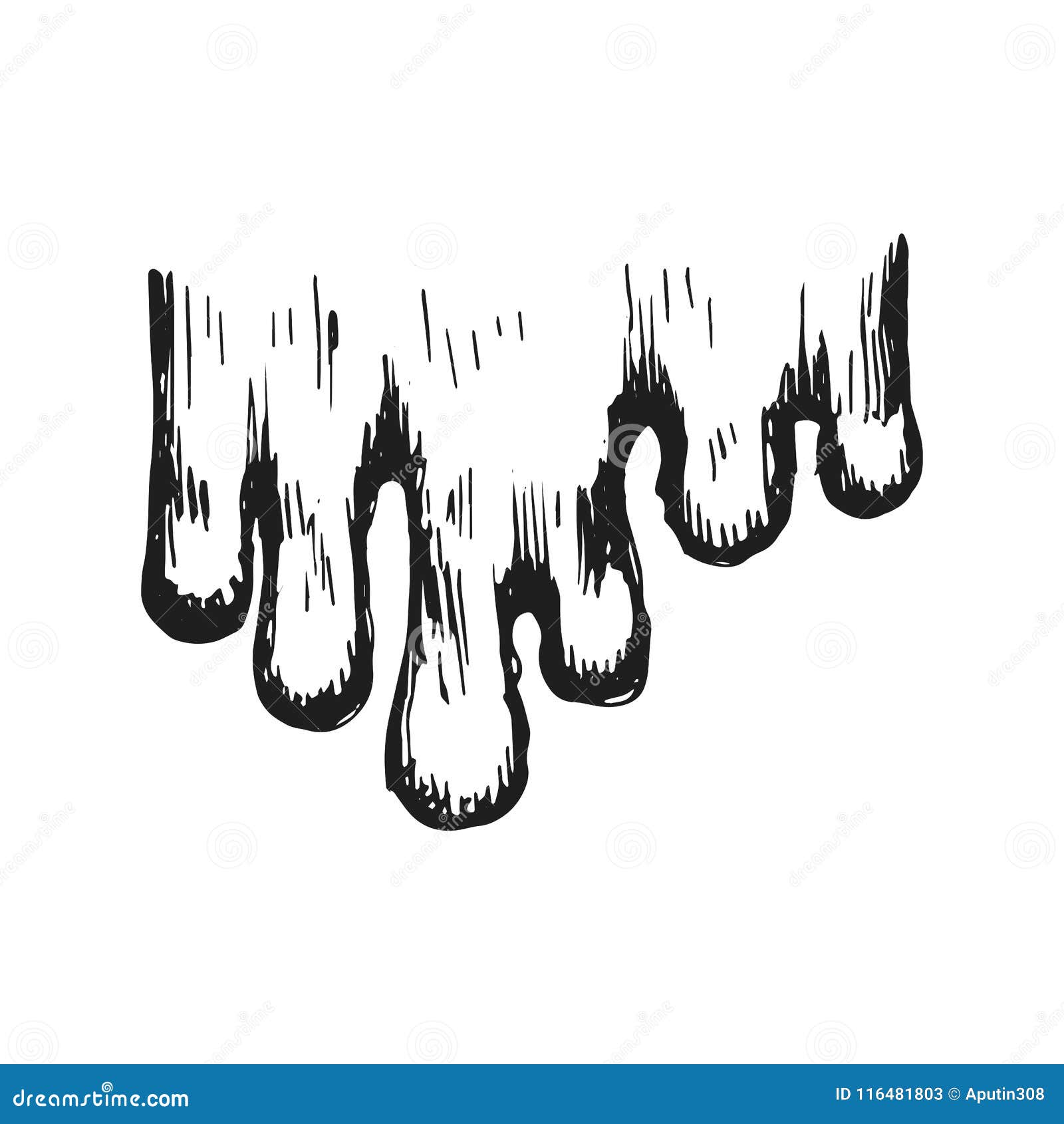 The Liquid Flows Down the Surface of the Vector Sketch. Hand Drawing ...