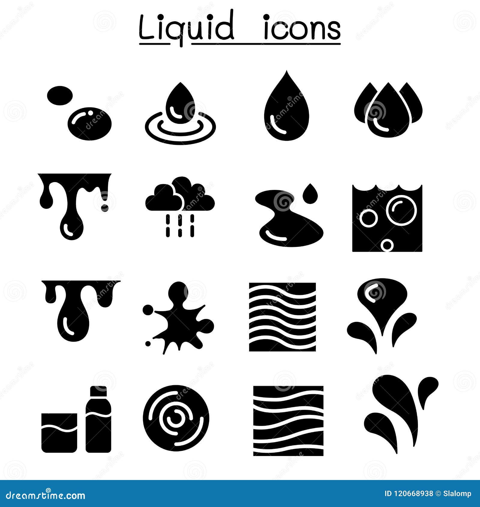 Liquid , Fluid & Water Icon Set Stock Vector - Illustration of outline ...