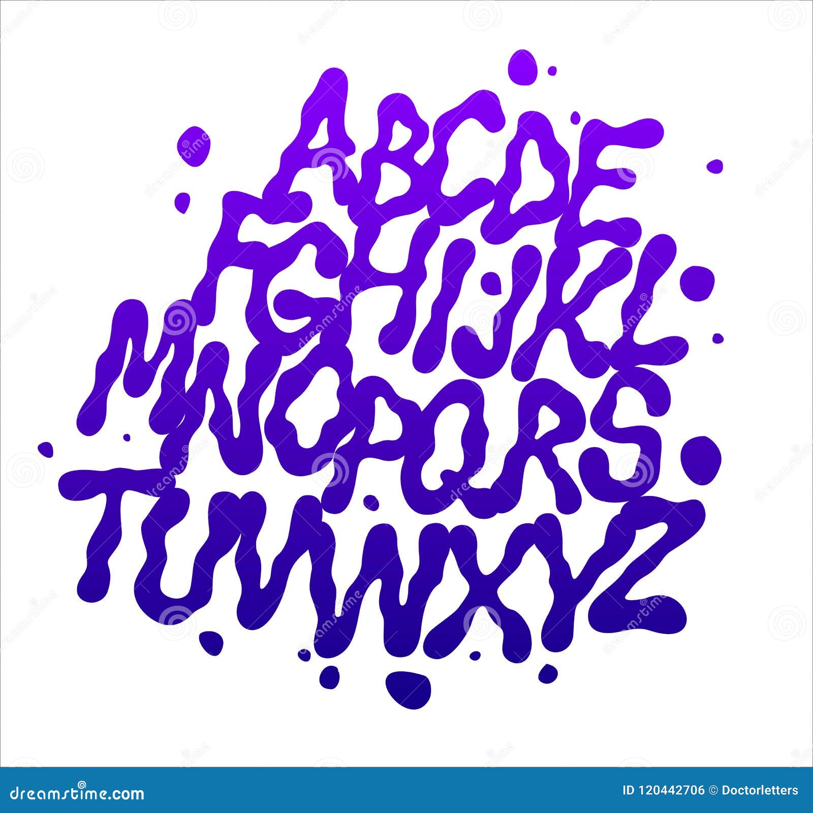 Liquid Font with Splashes. Vector Alphabet Stock Vector - Illustration ...