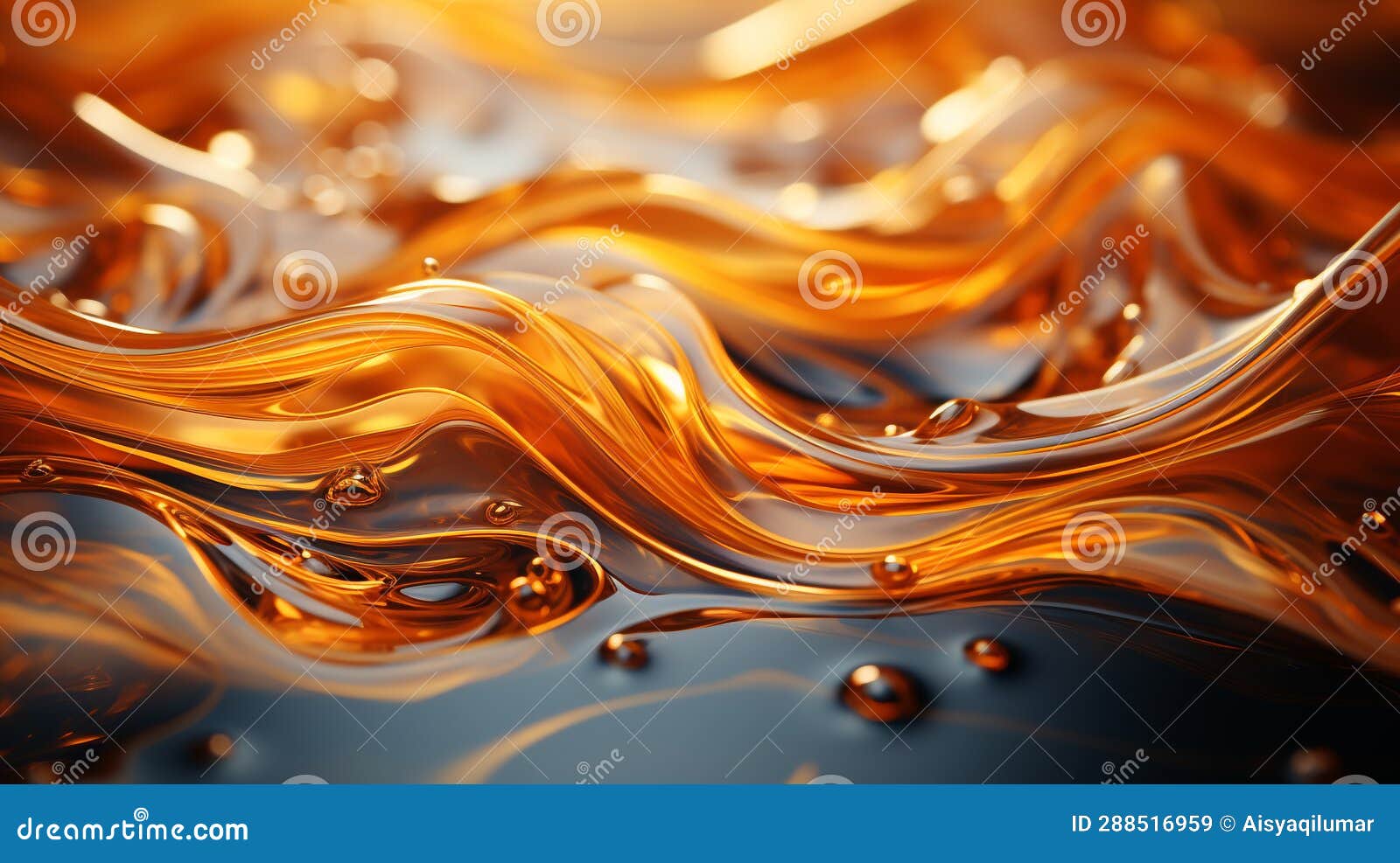 Liquid Gold Flows Like a River Current, There are Small Waves. Stock ...