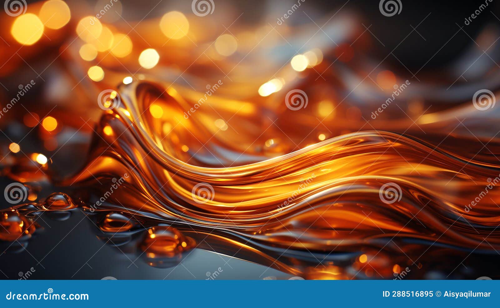 Liquid Gold Flows Like a River Current, There are Small Waves. Stock ...
