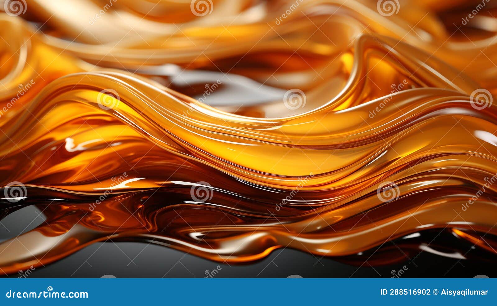 Liquid Gold Flows Like a River Current, There are Small Waves. Stock ...