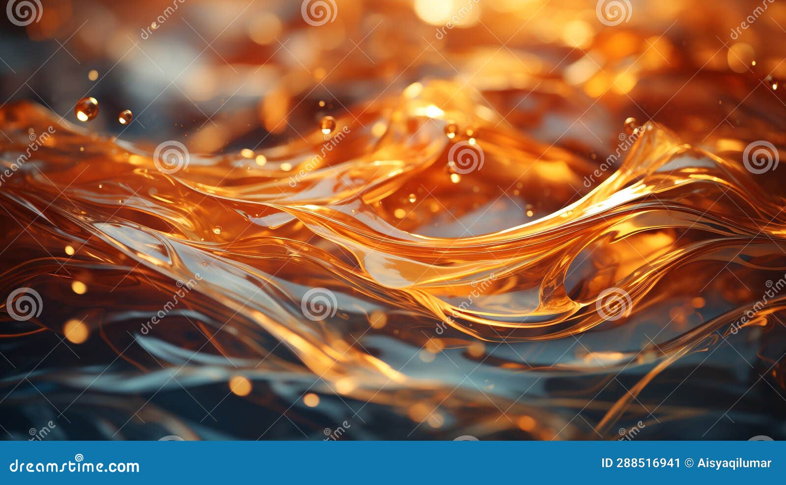 Liquid Gold Flows Like a River Current, There are Small Waves. Stock ...