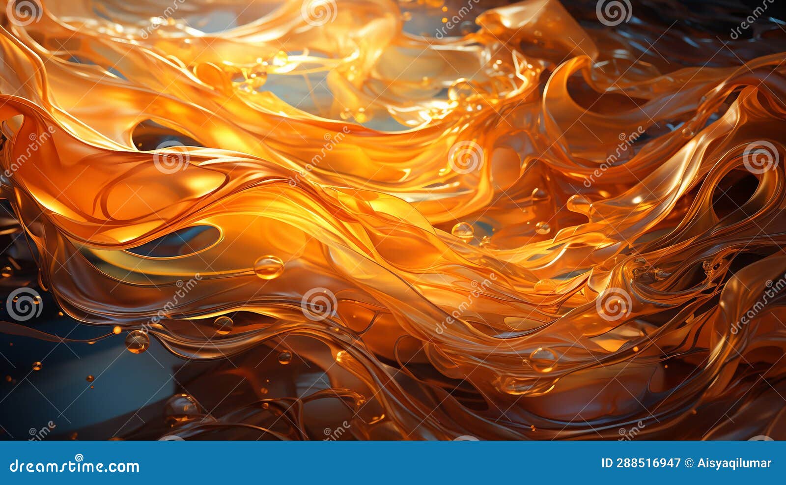 Liquid Gold Flows Like a River Current, There are Small Waves. Stock ...