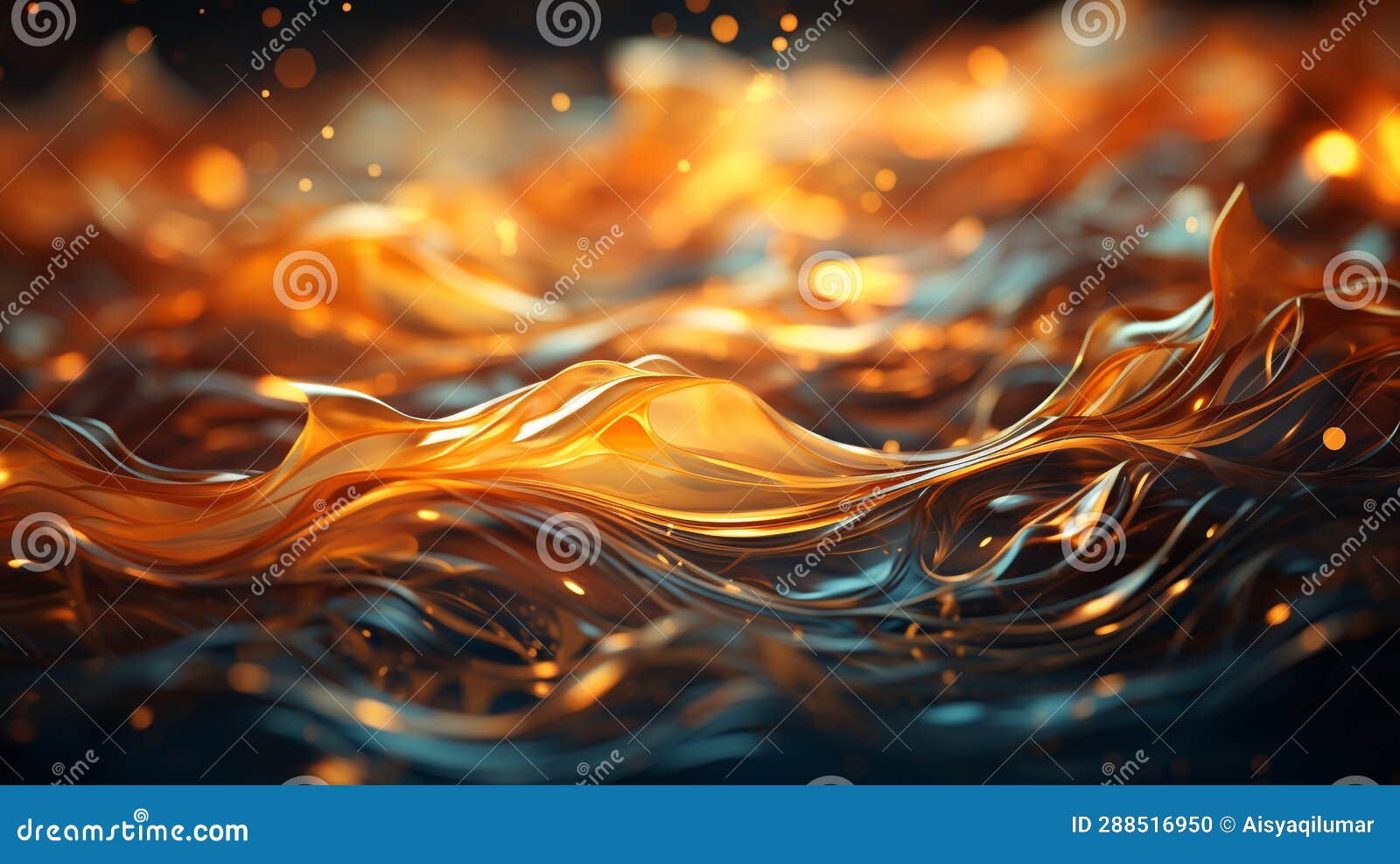 Liquid Gold Flows Like a River Current, There are Small Waves. Stock ...