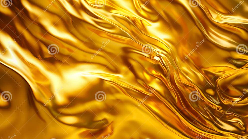 Liquid Gold Flows and Twists in Mesmerizing Waves, Creating a Fluid and ...