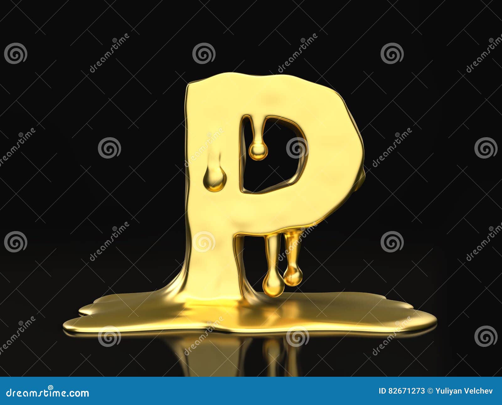 Liquid gold letter P stock illustration. Illustration of typographic ...