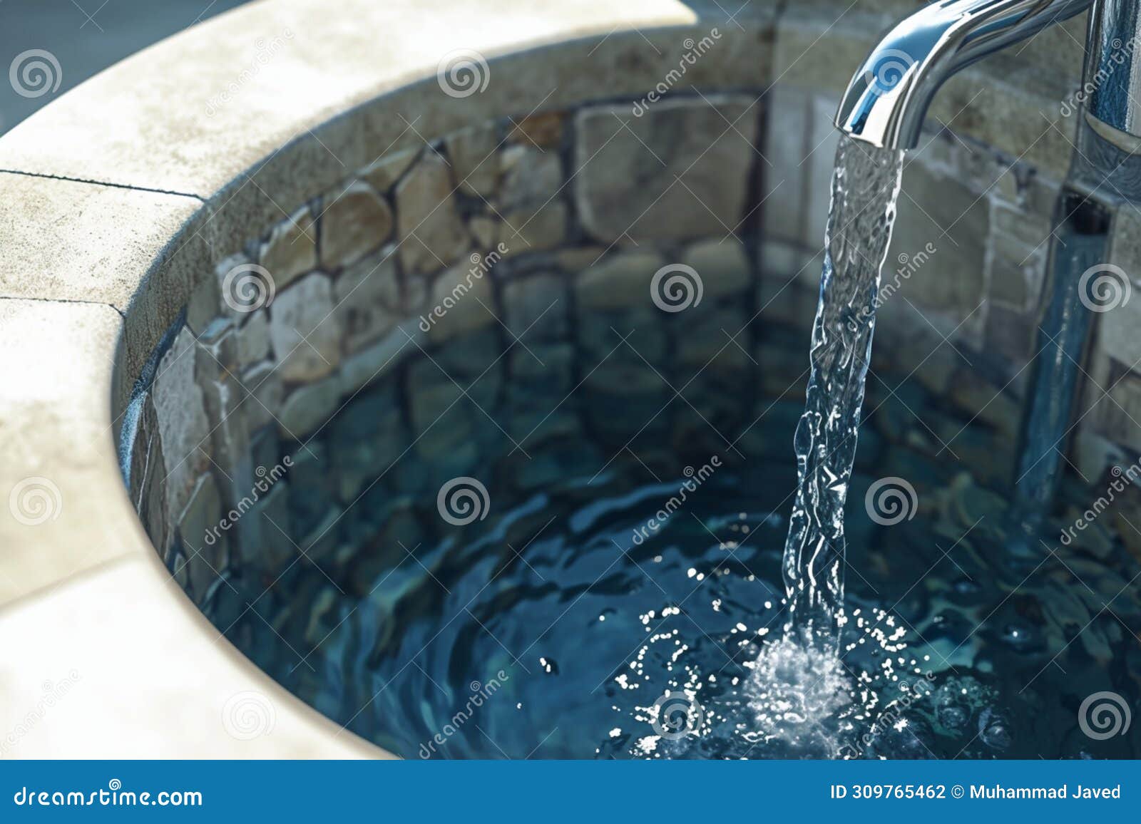 Liquid Grace Water Flowing into a Basin Captured in Motion Stock ...