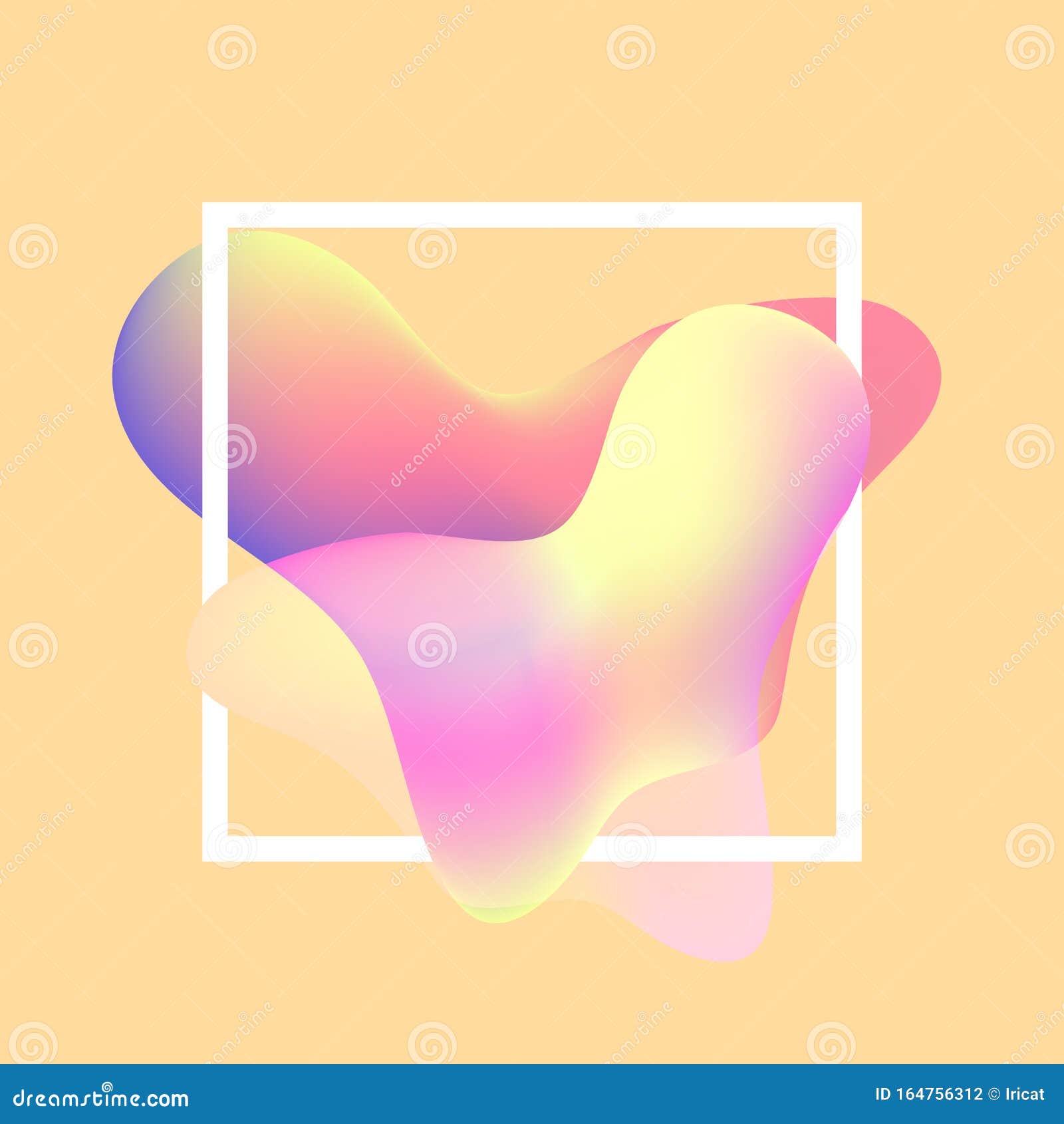 Liquid Gradient Shapes with White Frame. Abstract Modern Design Wave ...
