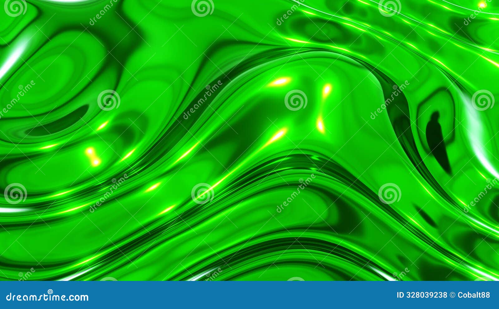 Liquid Green Chrome Waves Background, Shiny and Lustrous Metal Pattern ...