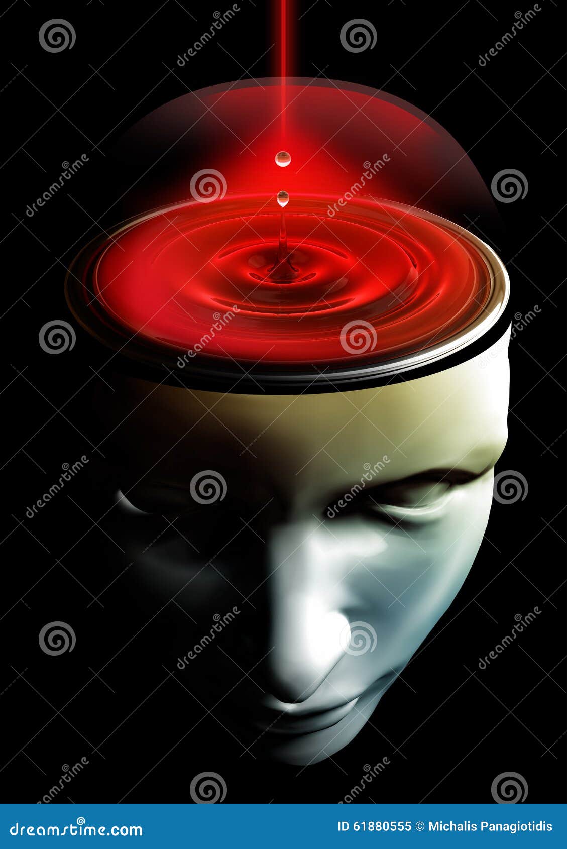 Liquid Head Brain Conceptual Futuristic Image Stock Illustration ...