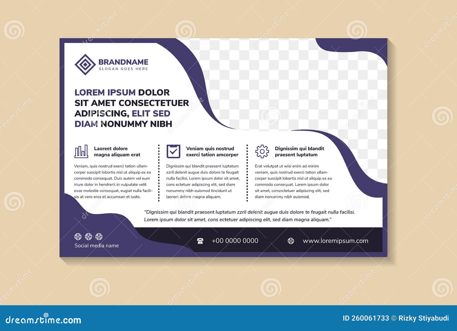 Liquid Horizontal Flyer Template with Headline Dummy Text Stock Vector ...