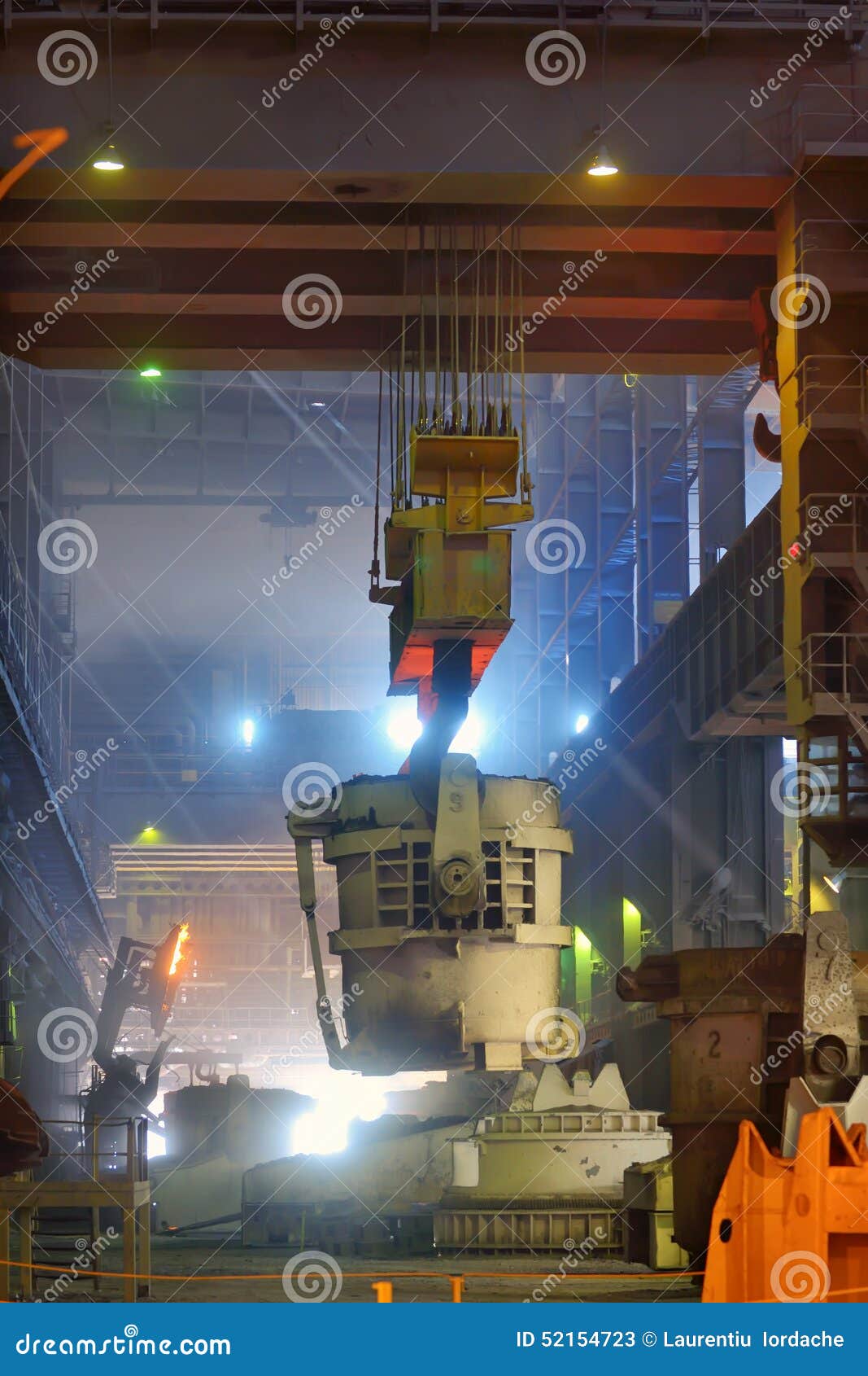 Liquid iron in the ladle stock image. Image of factory - 52154723
