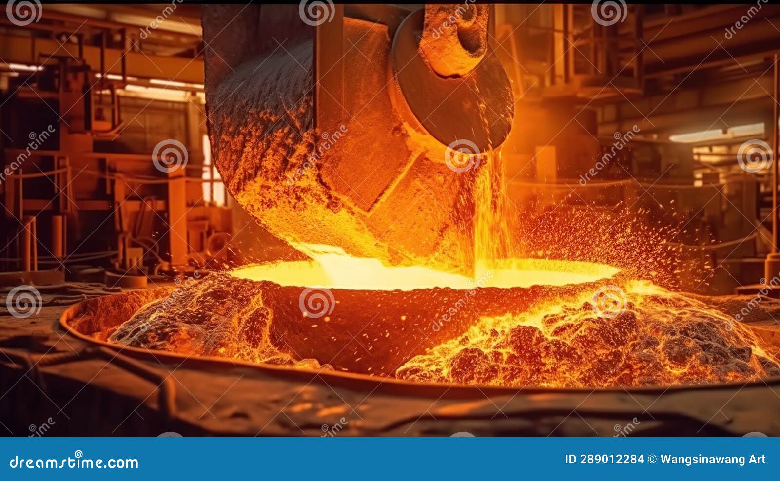 Liquid Iron Molten Metal Pouring in Container Stock Photo - Image of ...