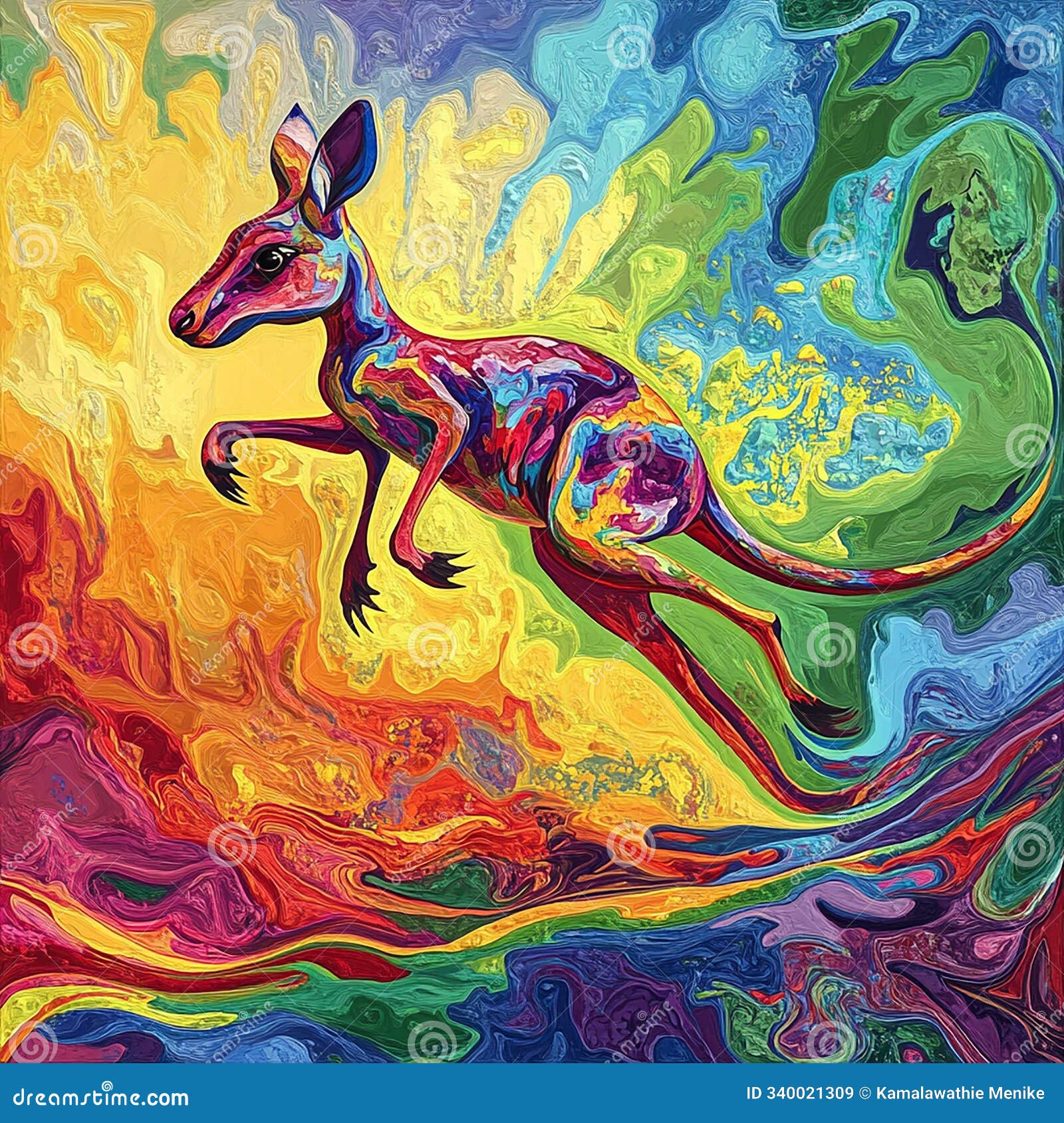 Liquid Kangaroo: Leaping through an Abstract Landscape Stock ...