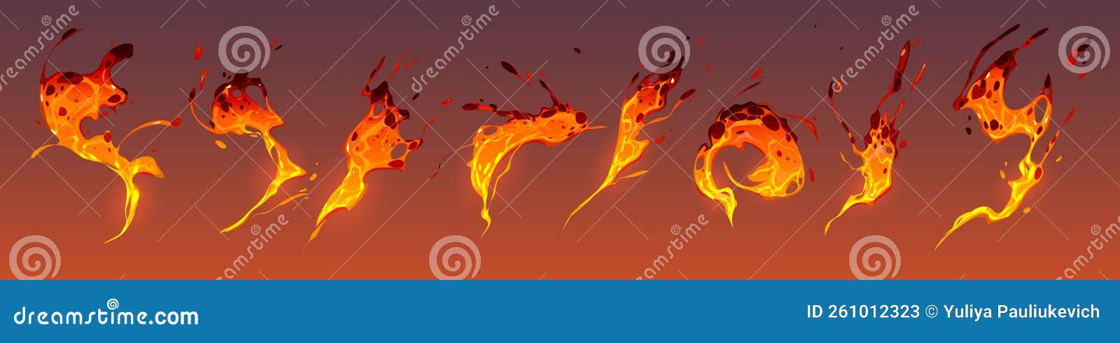 Liquid Lava Splashes with Fire and Drops Stock Vector - Illustration of ...