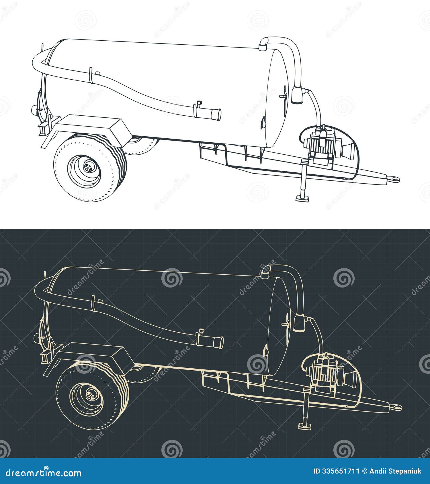 Liquid Manure Spreader Blueprints Cartoon Vector | CartoonDealer.com ...