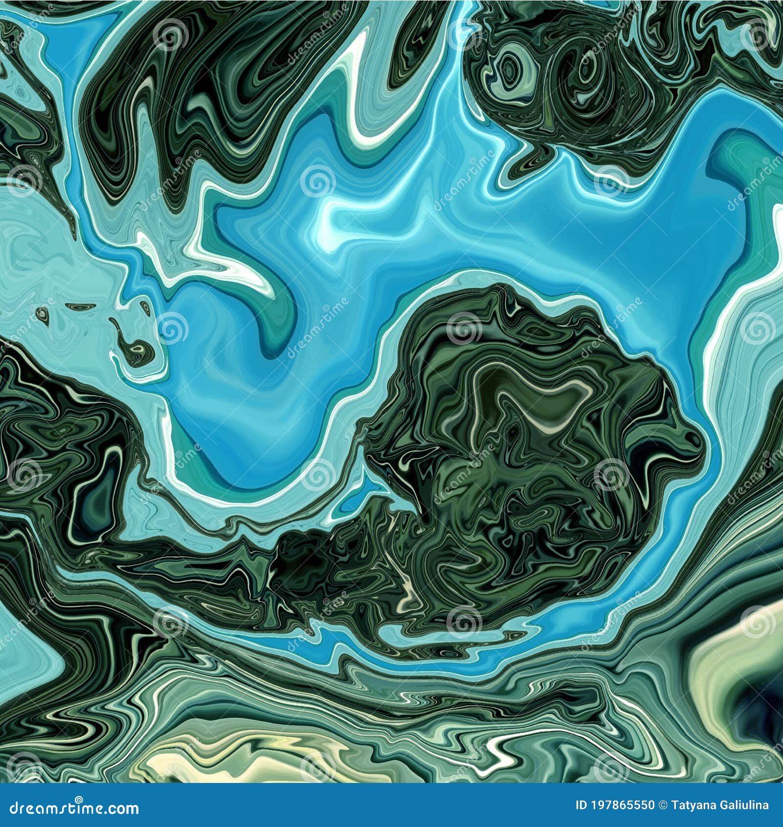 Liquid Marble Texture Background Blue Ocean Sea Azure Waves Vector ...