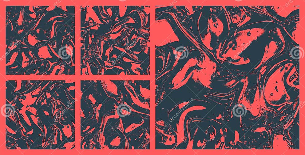 Liquid Material Surface Grunge Seamless Textures Vector Set Abstract ...