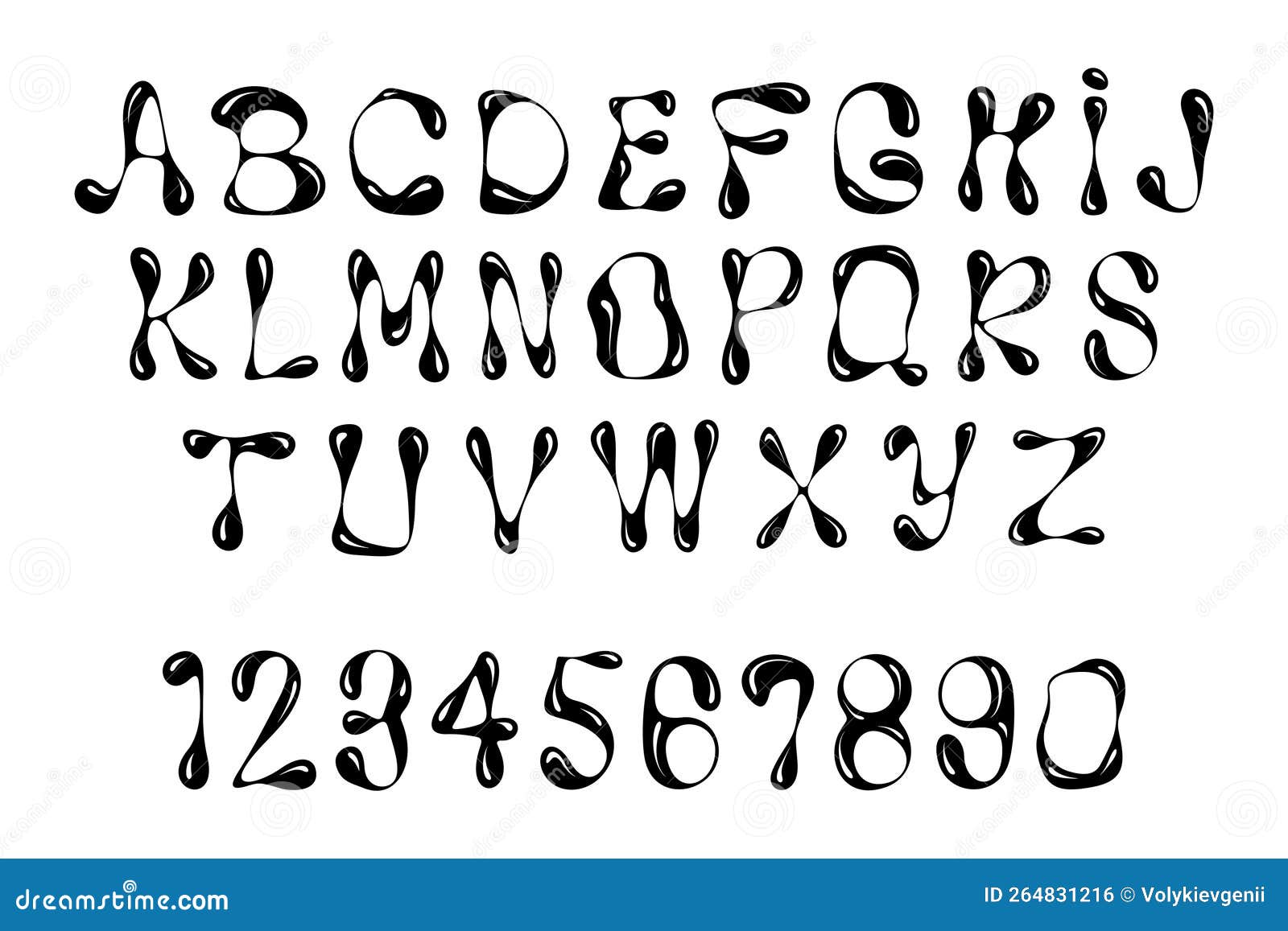 Liquid Mercury font stock vector. Illustration of vector - 264831216