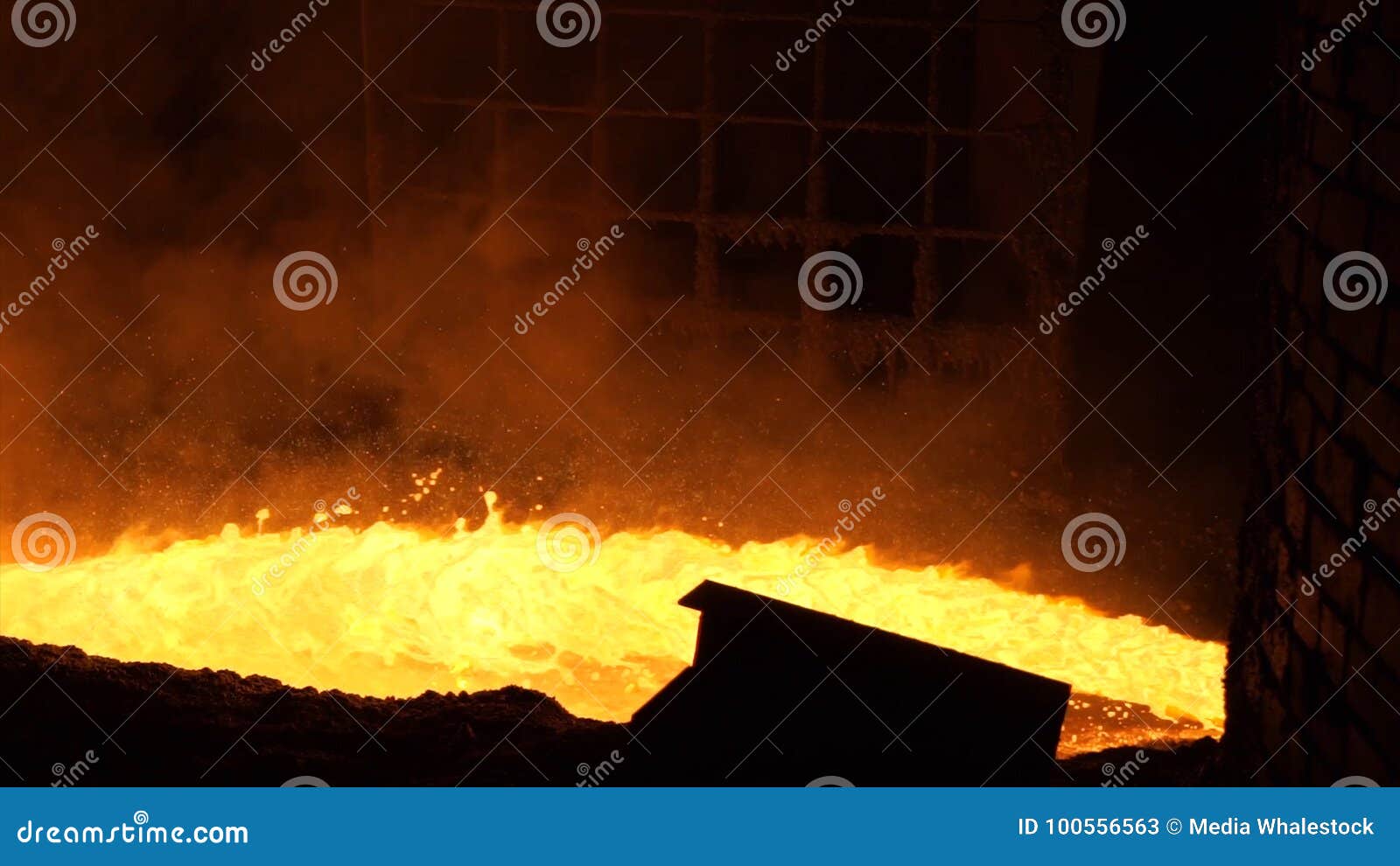 Liquid Metal from Blast Furnace. Liquid Metal Pouring Stream Stock ...