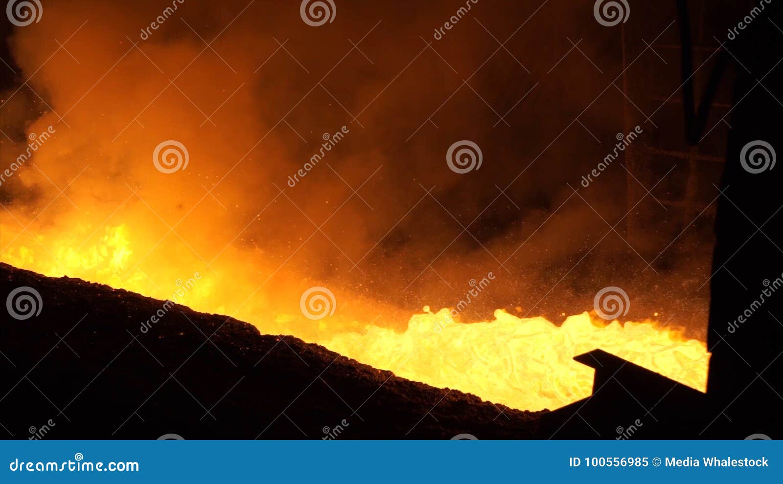 Liquid Metal from Blast Furnace. Liquid Metal Pouring Stream Stock ...