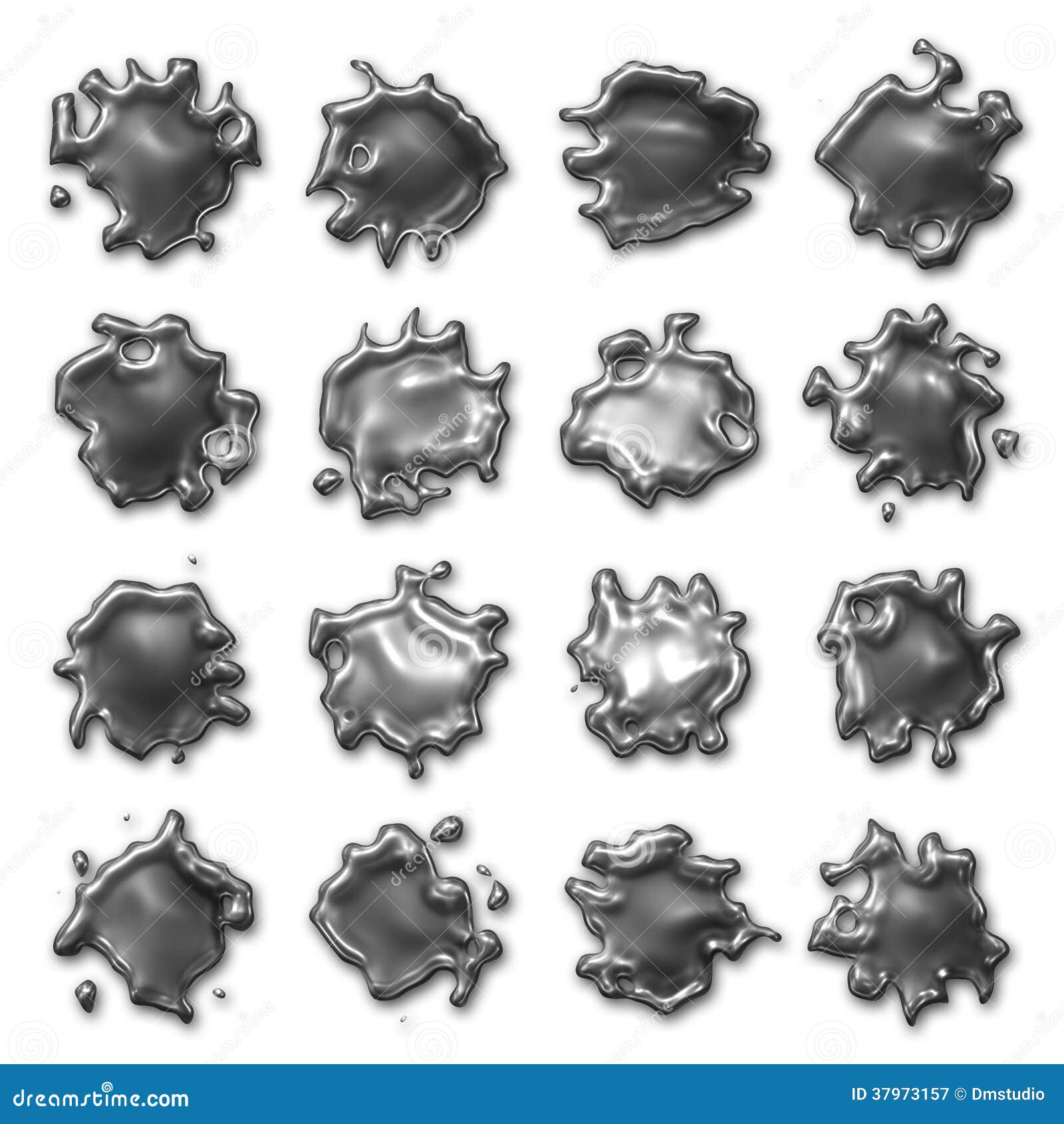 Liquid metal blots set stock illustration. Illustration of flowing ...
