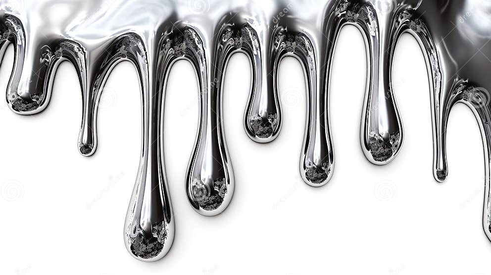 Liquid Metal Dripping 3d Illustration. Generative AI Stock Illustration ...