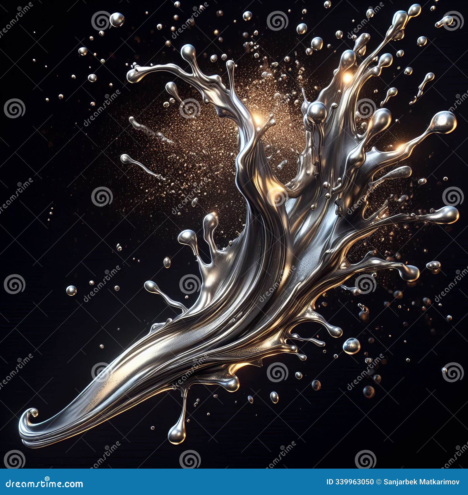 Liquid Metal Splatter a Splatter that Forms a Flowing Metallic S Stock ...