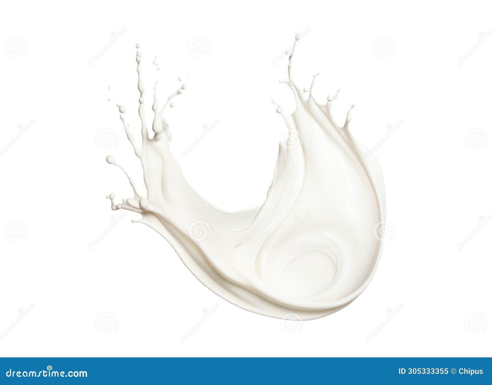 Liquid Milk Flow Streams. Realistic Milk Splashes with Drops and ...