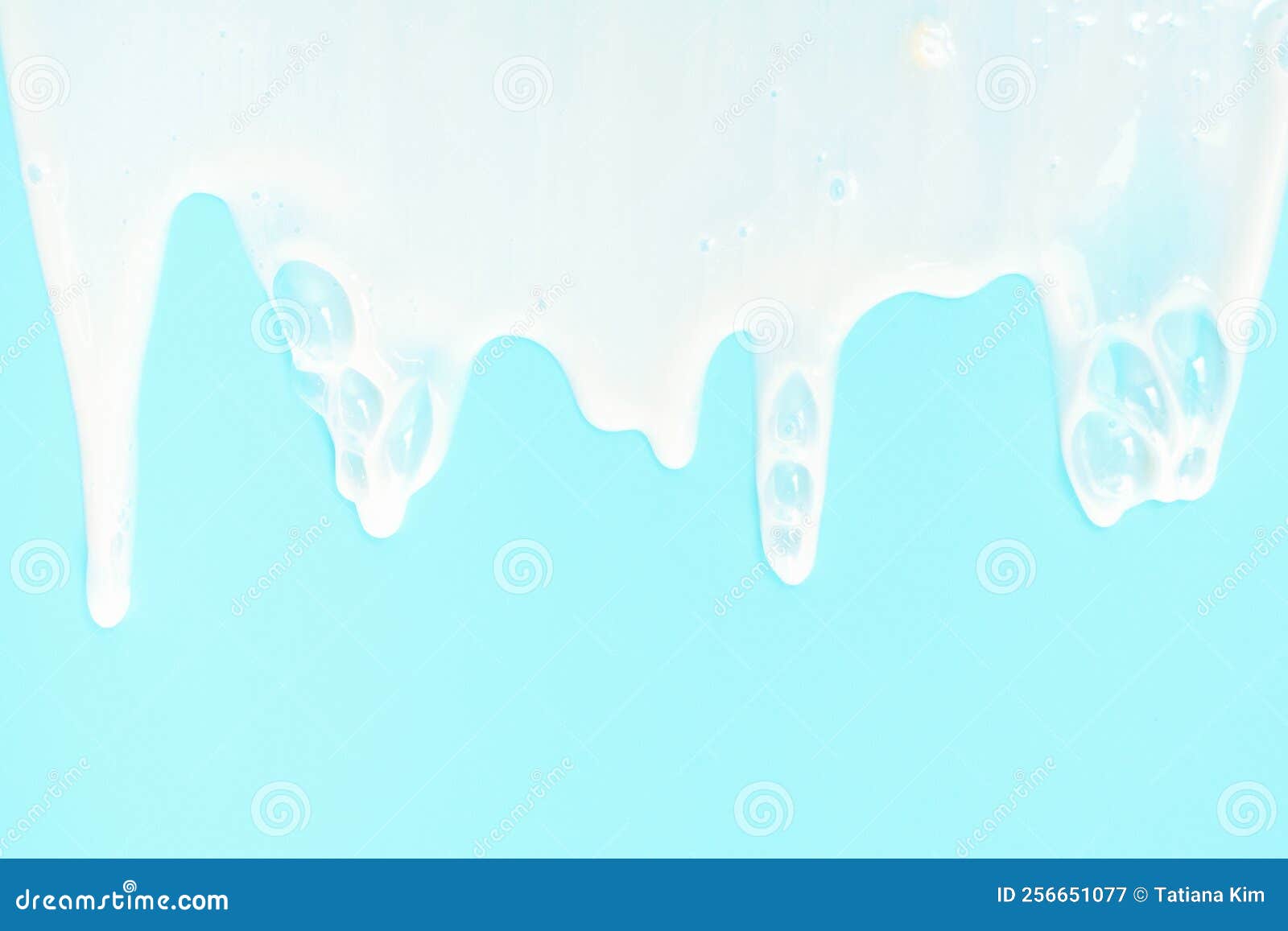 Liquid Moisturizing Shampoo Dripping Down on Blue Background Close-up ...
