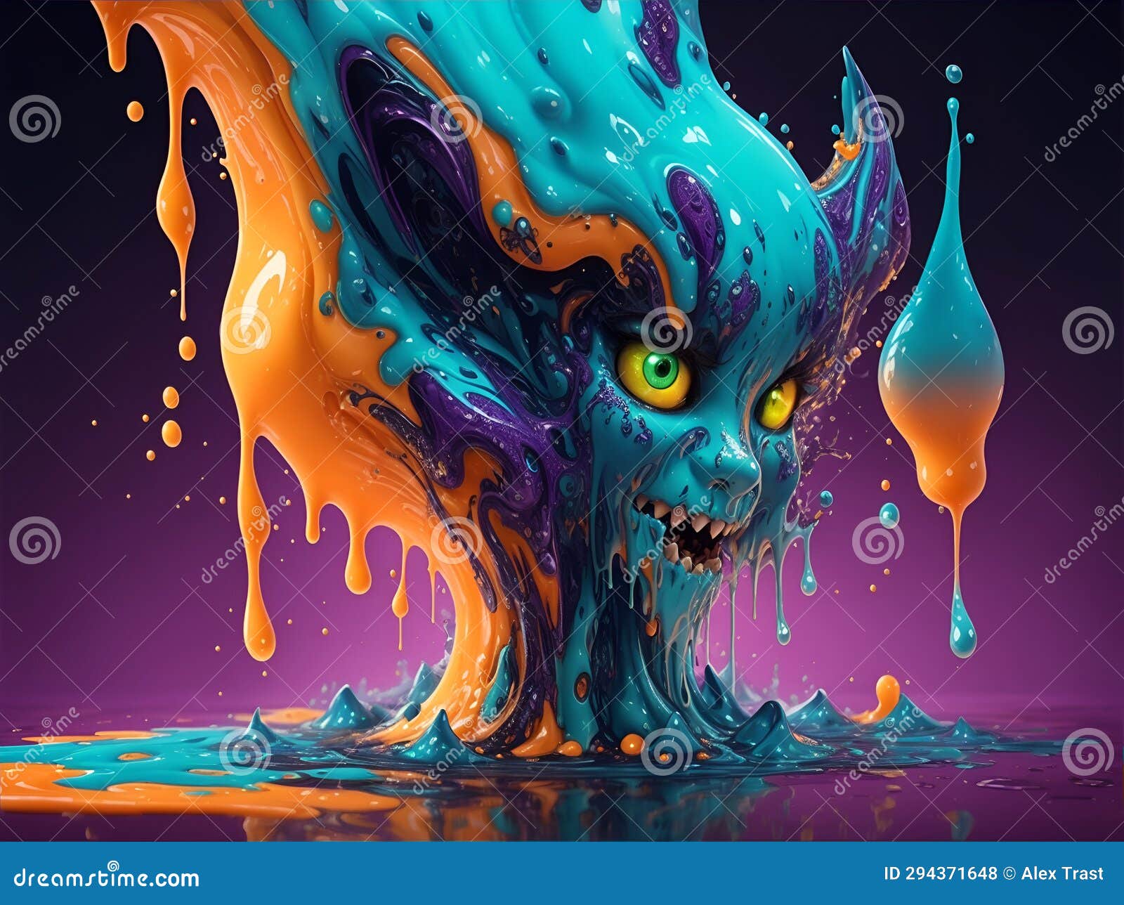 Liquid Monster Character Cartoon Vector | CartoonDealer.com #24909179